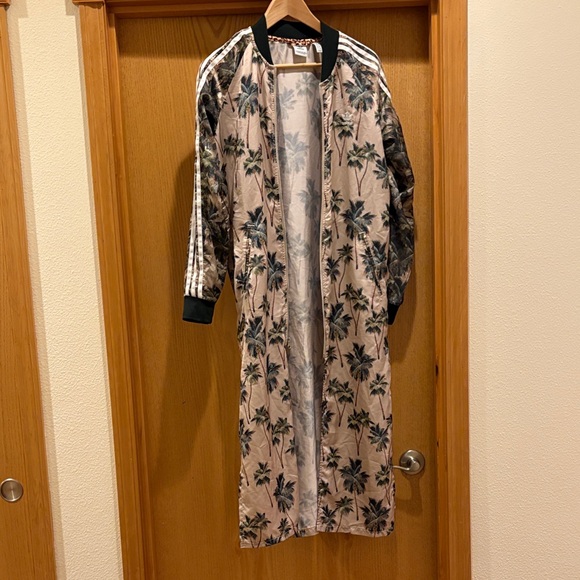 adidas | Jackets & Coats | Adidas Palm Print Longline Bomber Jacket ...